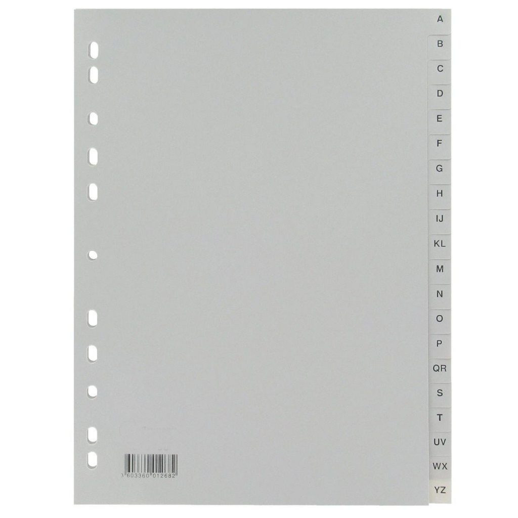 ÍNDICE A4 A – Z EN PVC OMG – GRIS – Papeleria RM